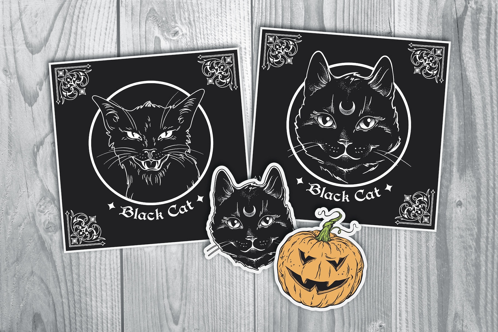Black cats digital cliparts Halloween gothic clip art designs | Etsy