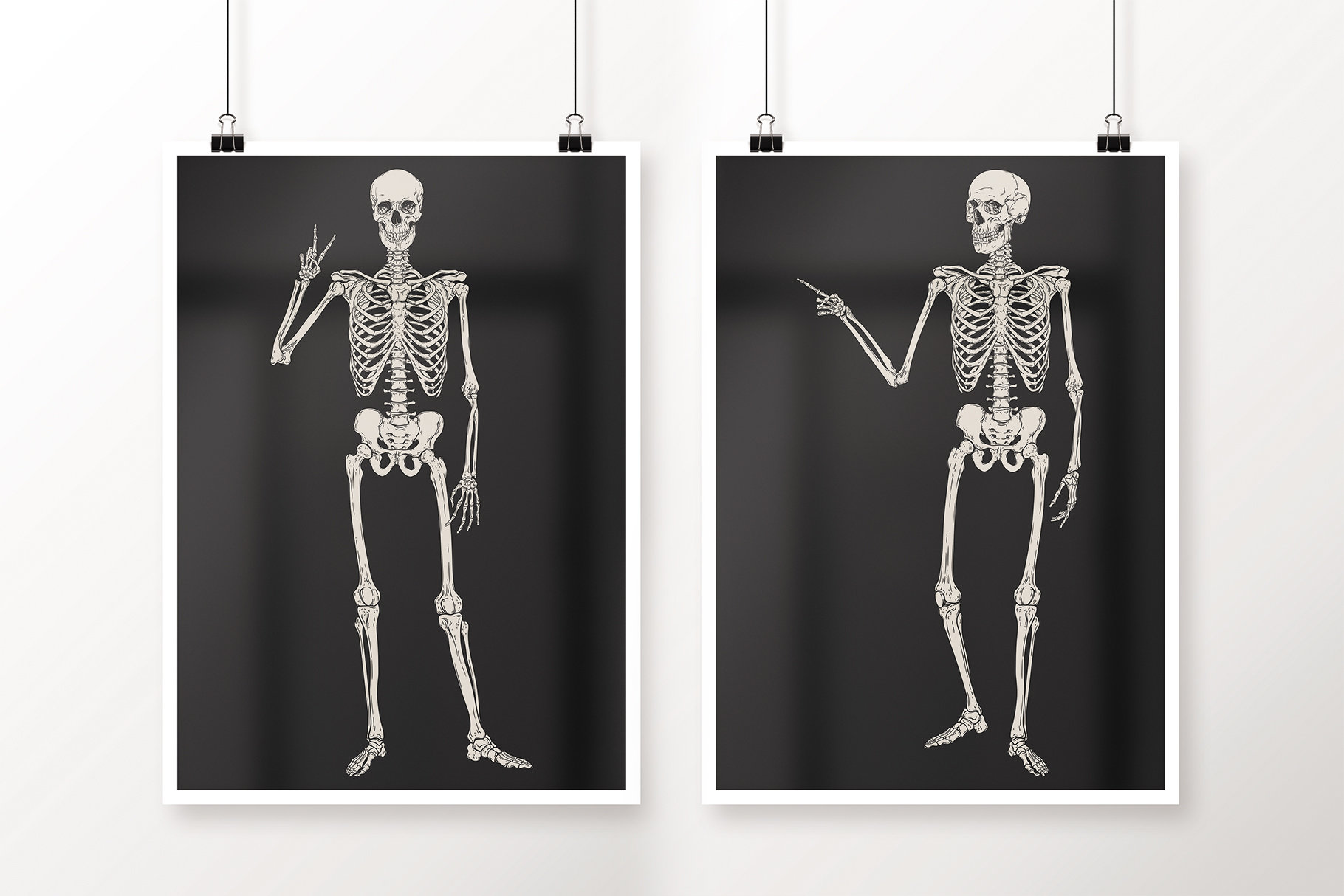 Skeletons Digital Design Clipart, 8 Isolated Vector Halloween Spooky ...