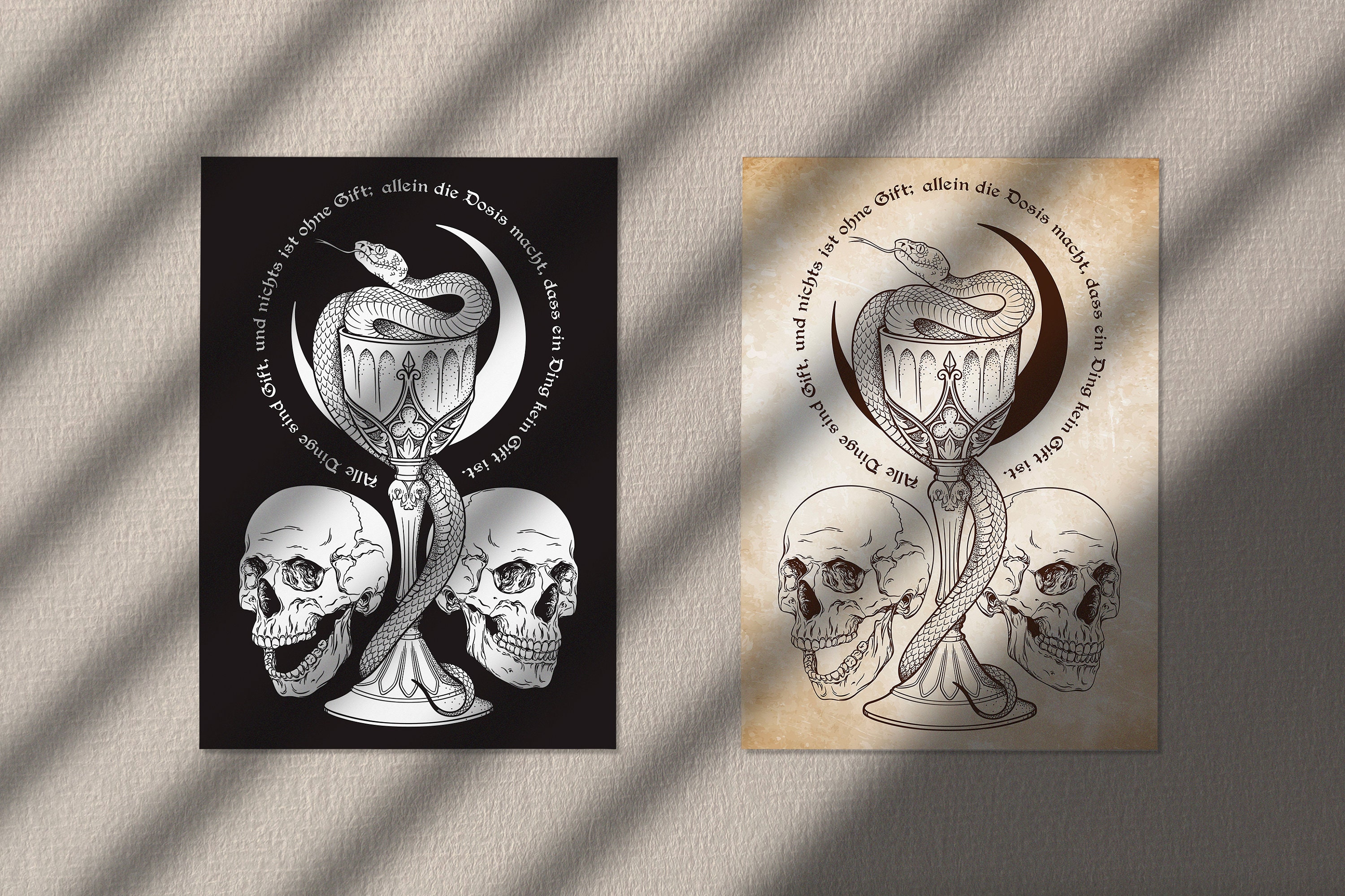 Goblet With Poison Snake and Skulls Illustration Alchemycal Poster ...