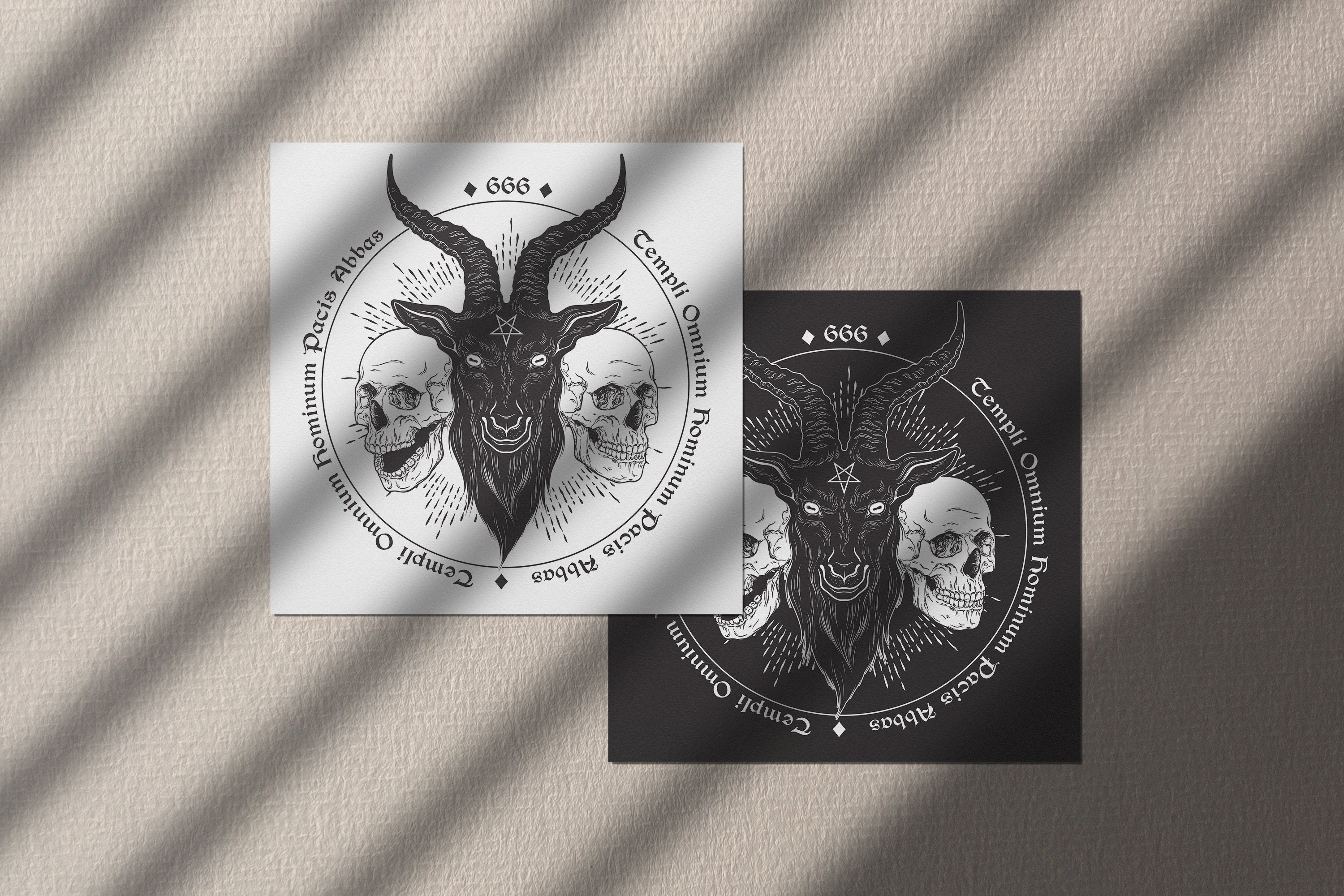 Goat Head, Skulls and Pentagram Illustration, Baphomet, Black Phillip ...