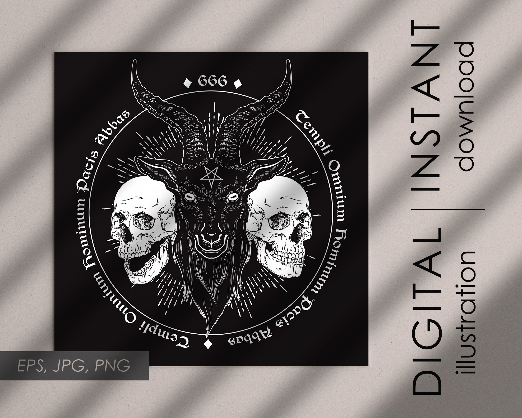 Goat Head, Skulls and Pentagram Illustration, Baphomet, Black Phillip ...