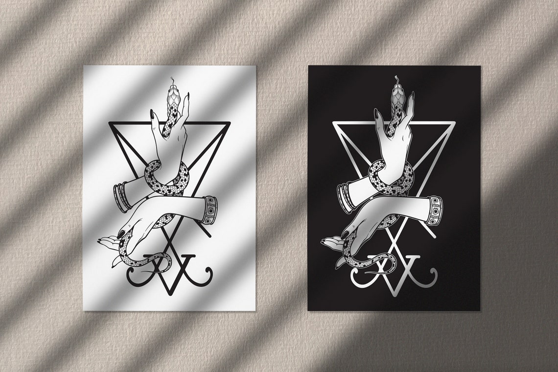 Serpent in Hands Over the Sigil of Lucifer Digital | Etsy