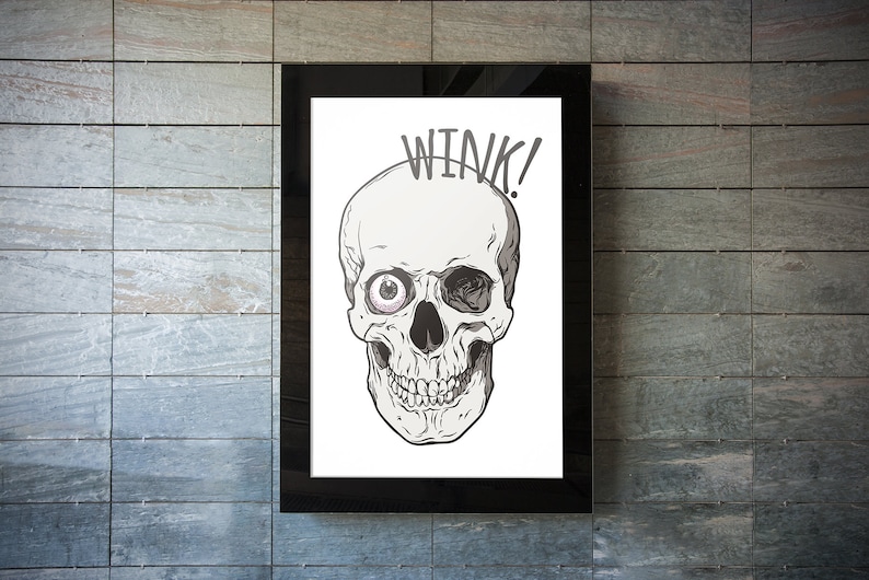 Skull Clipart Human Skeleton Skull Poster Hand Drawn Design | Etsy