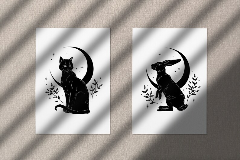 Witch Familiar Spirit Animals, Totem or Patronus Magic Black and White ...