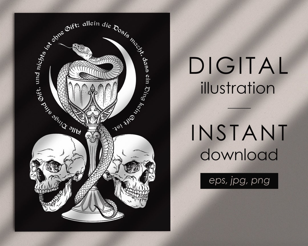 Goblet With Poison Snake and Skulls Illustration Alchemycal Poster ...