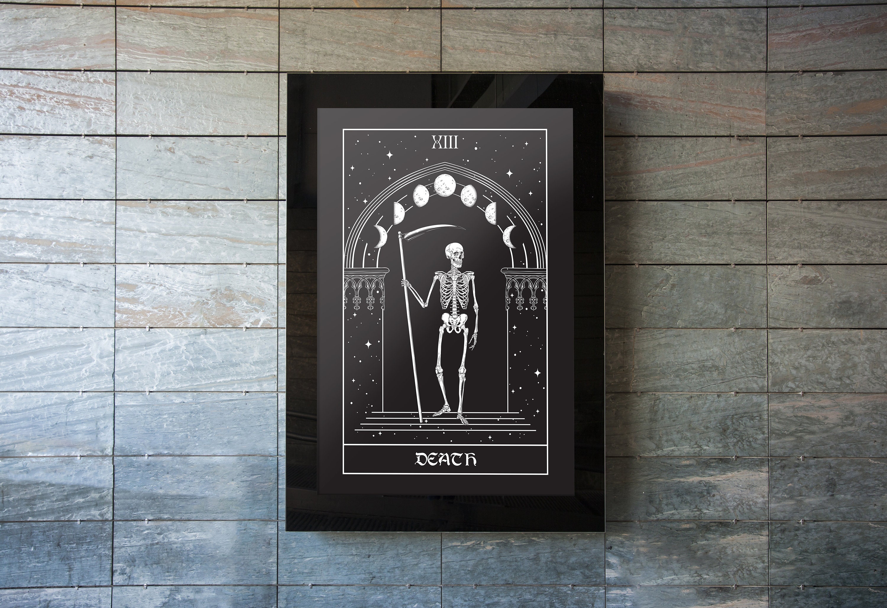 Tarot Death Digital Illustration Clipart, Witch Tapestry, Gothic Poster ...