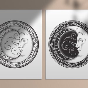 Crescent Moon Digital Logo Design, Pagan Moon Goddess Vector Clipart in ...