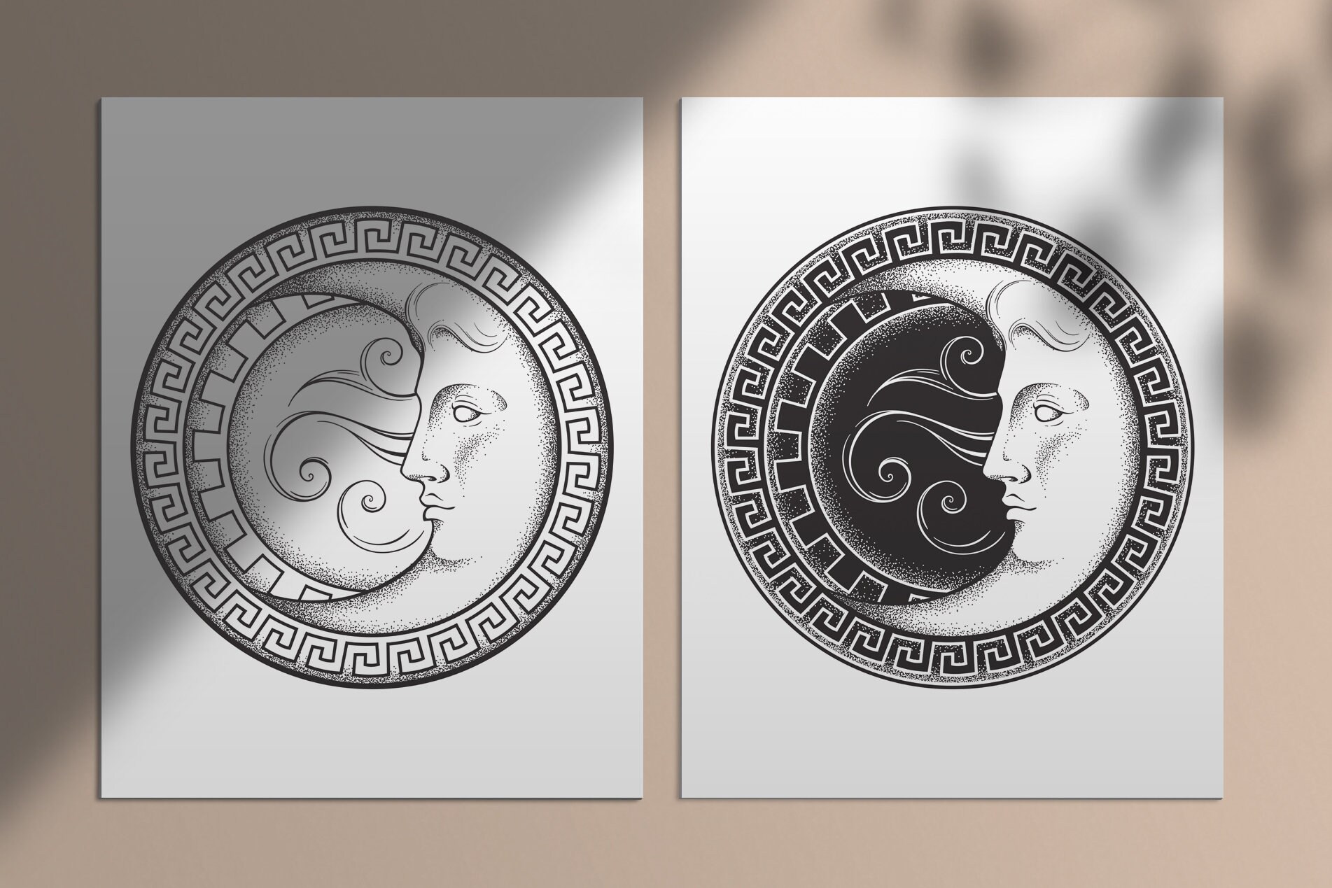 Crescent Moon Digital Logo Design, Pagan Moon Goddess Vector Clipart in ...