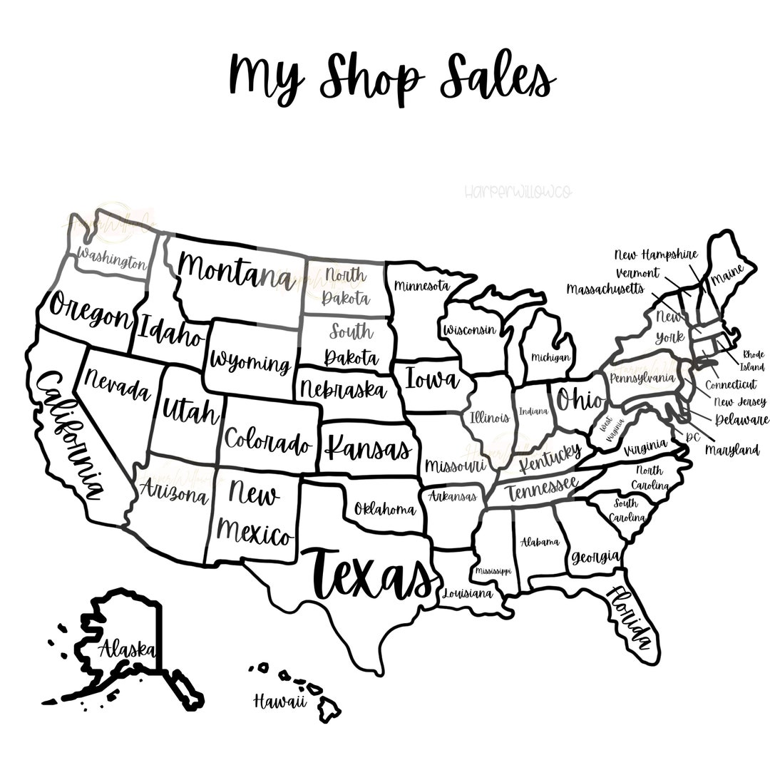 US Sales Map Small Business Sales Map Procreate Sales Map - Etsy UK