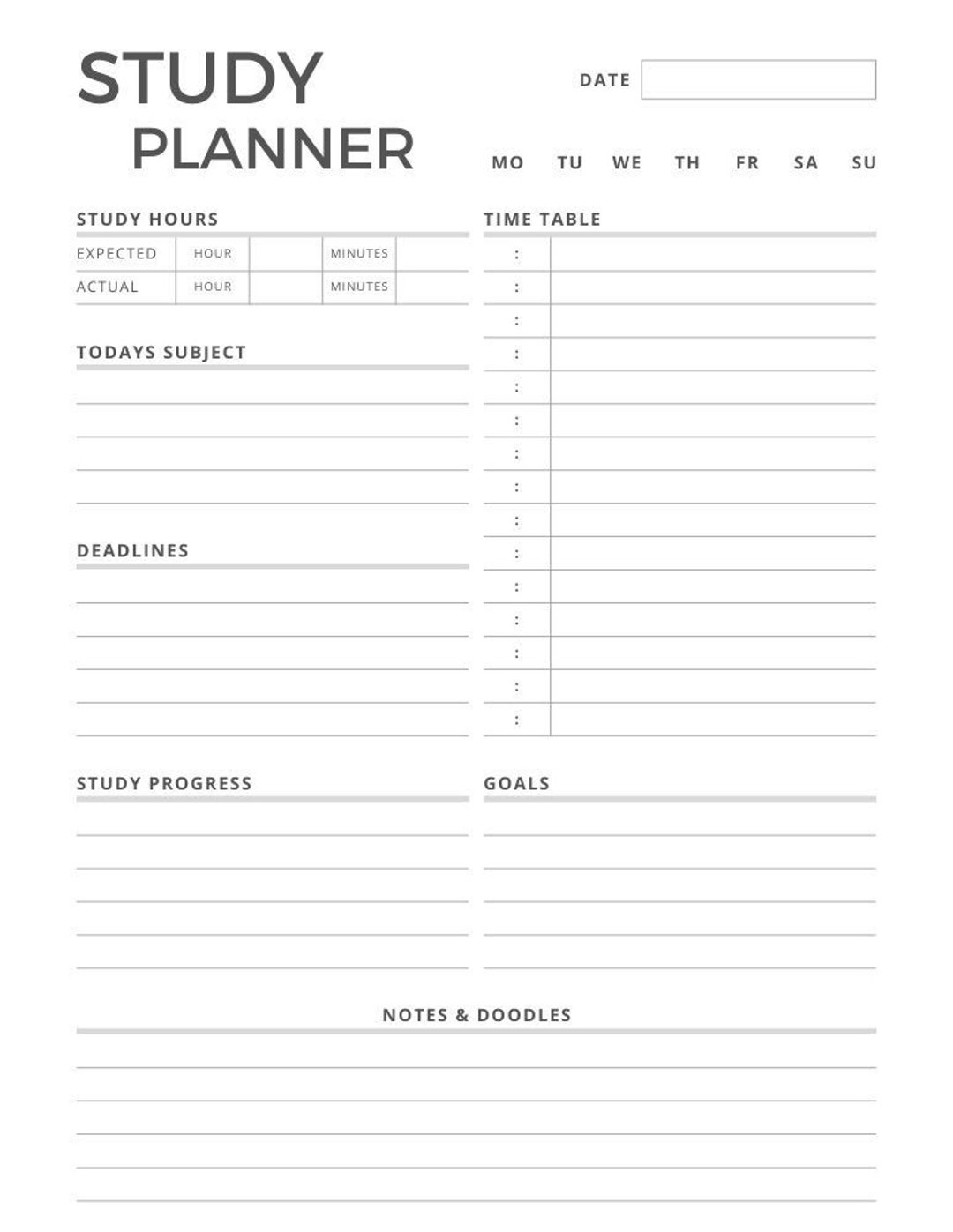 Student Planner Printable , College Student Planner, High School ...