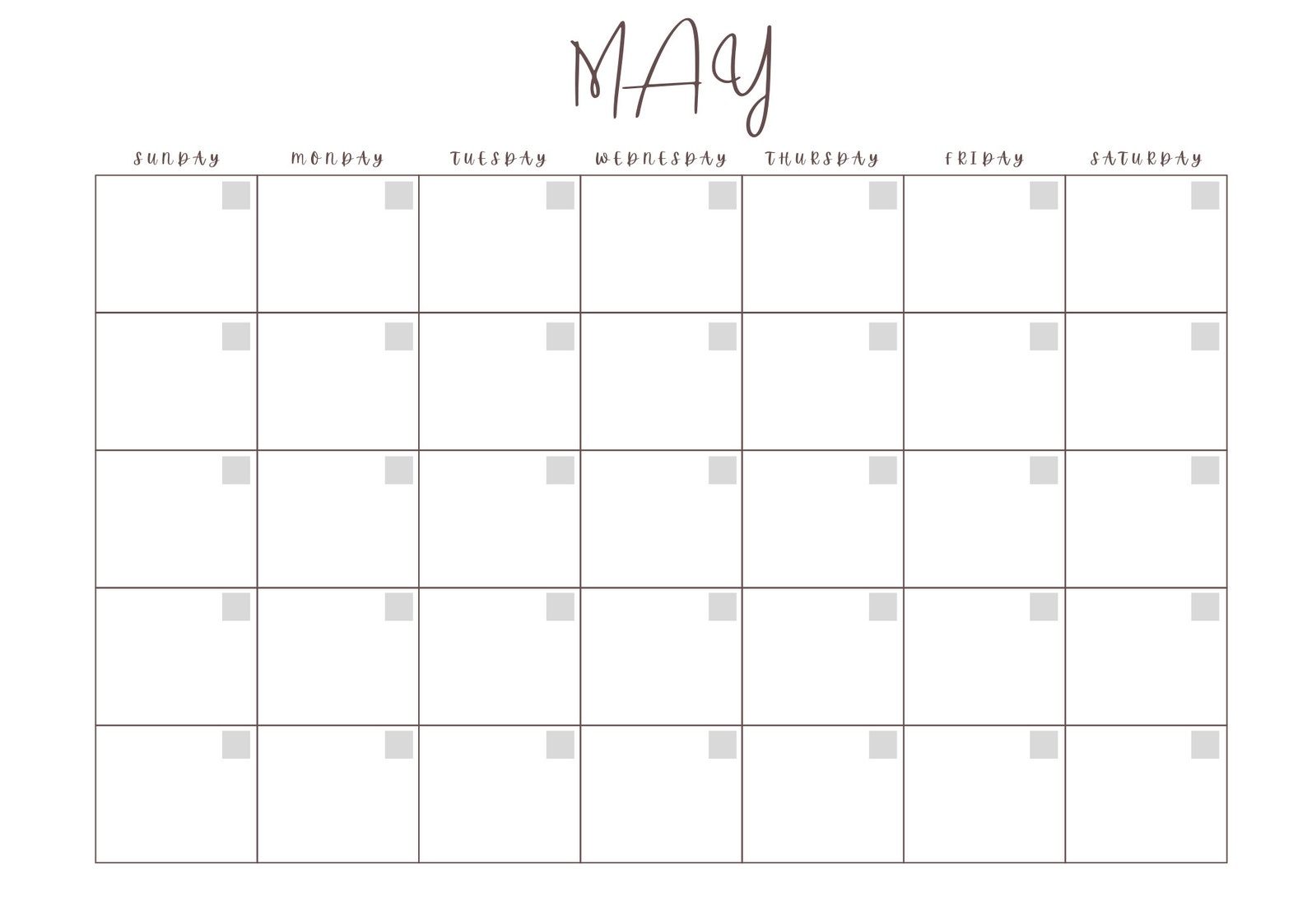 12 month Printable PDF Monthly Blank Calendar GoodnotesBasic | Etsy