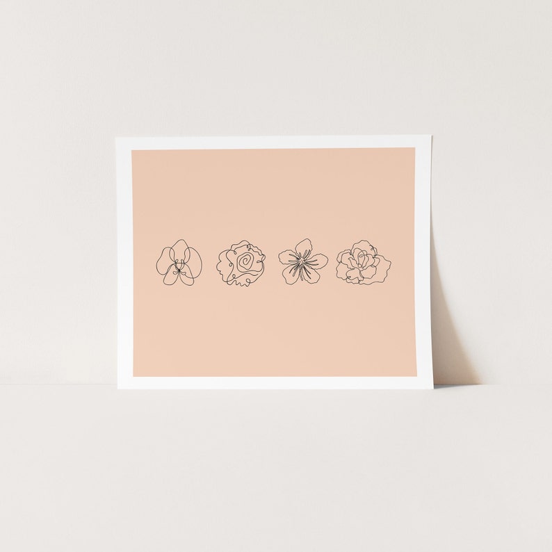 One Line Flower Print,downloadable Minimalist Printable Art,horizontal ...