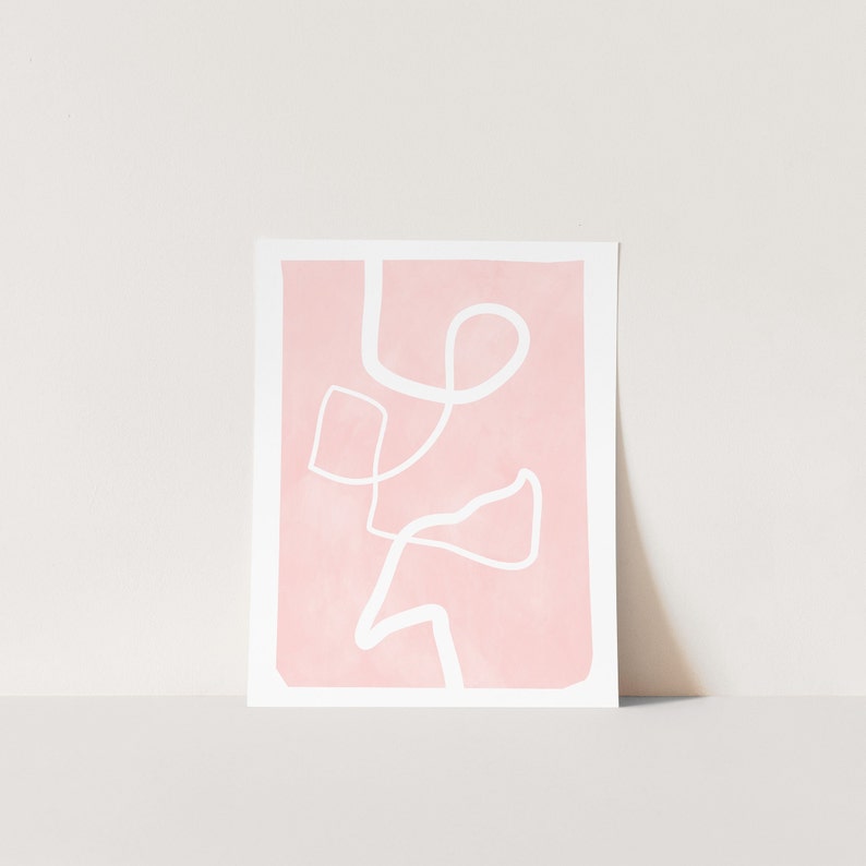One Line Drawing,blush Pink Printable Art,abstract Continuous Line Art ...