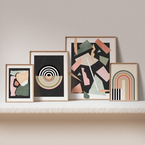 Mid Century Modern Green Art Print Set of 2 Abstract - Etsy