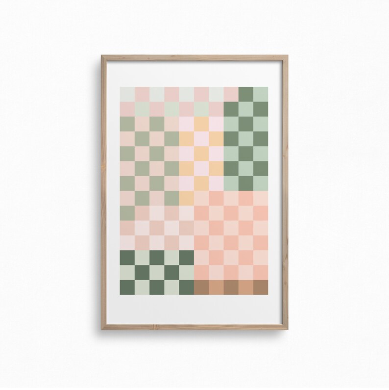 Checkered Wall Artdownloadable Retro Printcheckerboard Art - Etsy