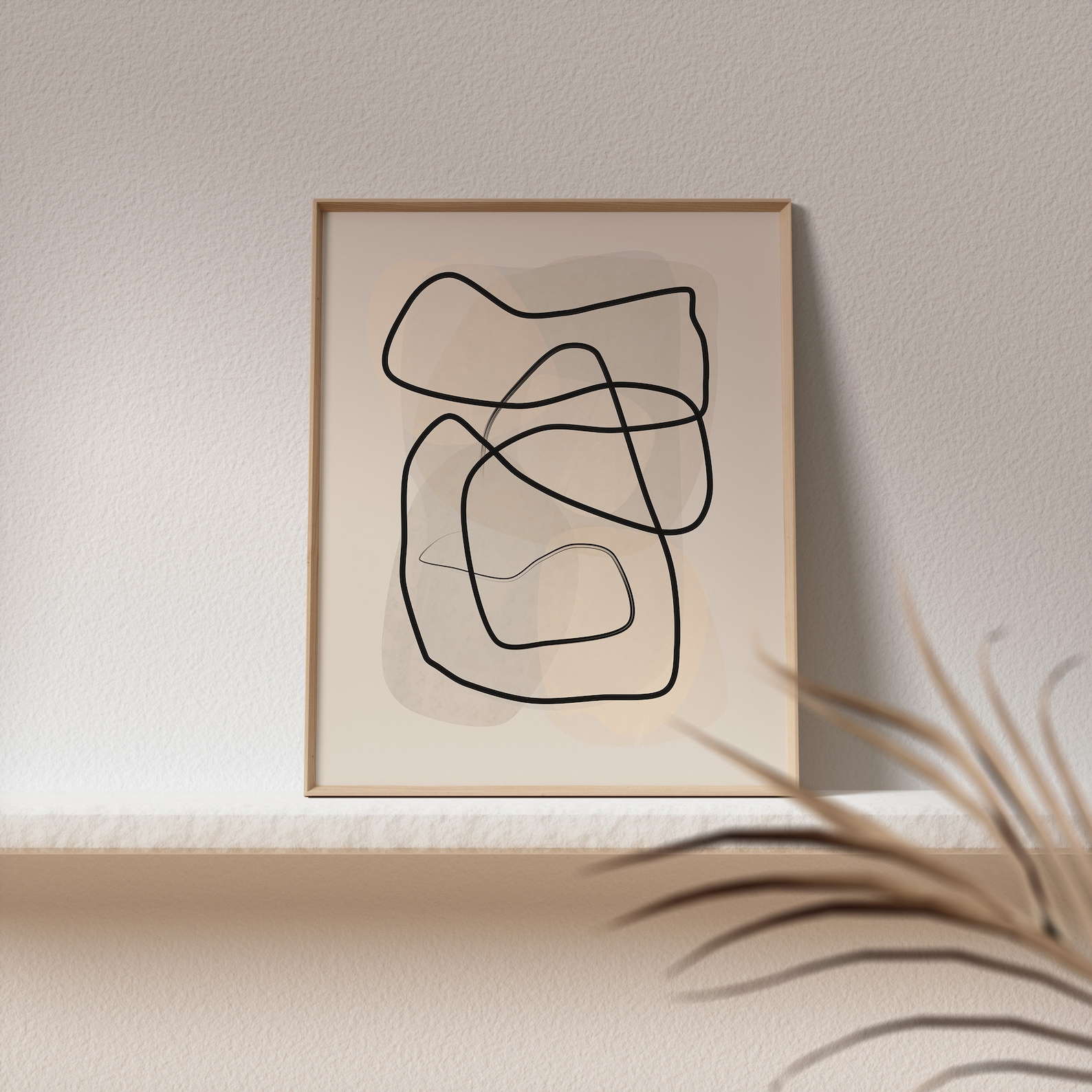 One Line Drawingneutral Printable Artabstract Shapes - Etsy