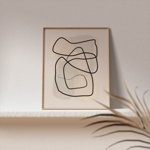 One Line Drawing,neutral Printable Art,abstract Shapes Print,minimalist ...