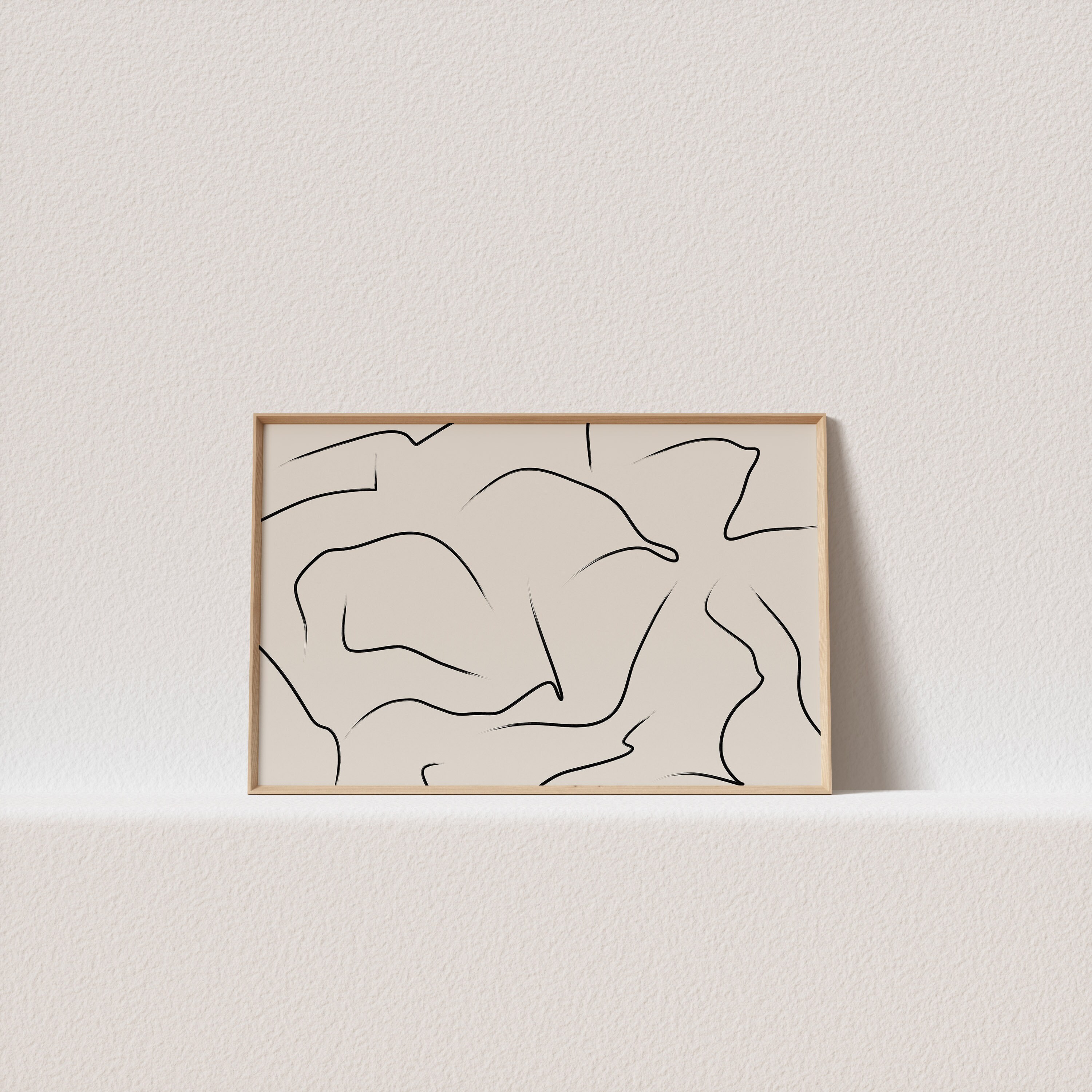 Abstract Line DrawingDownloadable Neutral ArtBeige Black | Etsy