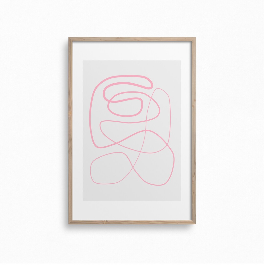 Pastel One Line Print,downloadable Wall Art,pink Aesthetic Printable ...