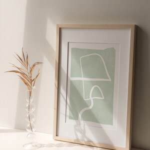 One Line Drawing,sage Green Printable Art,abstract Continuous Line Art ...