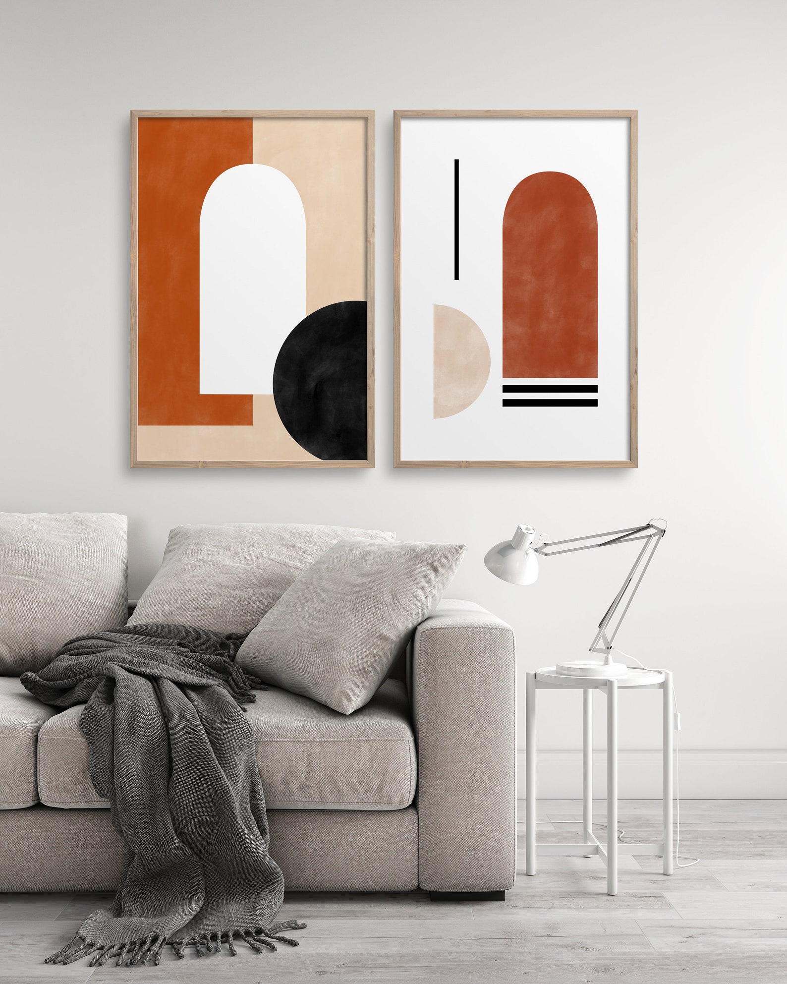 Terracotta Geometric Downloadable Artarch Square Wall - Etsy