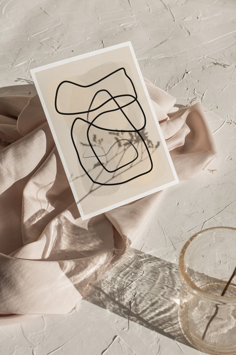 One Line Drawingneutral Printable Artabstract Shapes - Etsy