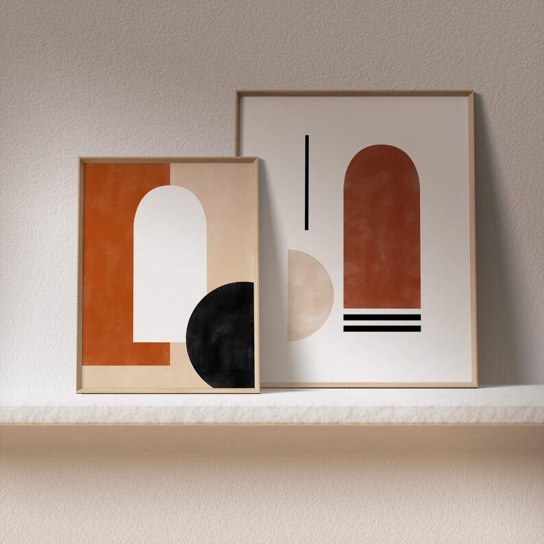Terracotta Geometric Downloadable Artarch Square Wall - Etsy