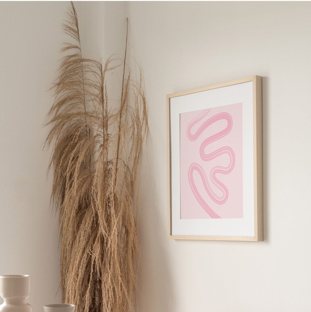 Pastel One Line Drawing,downloadable Wall Art,soft Pink Printable Art ...
