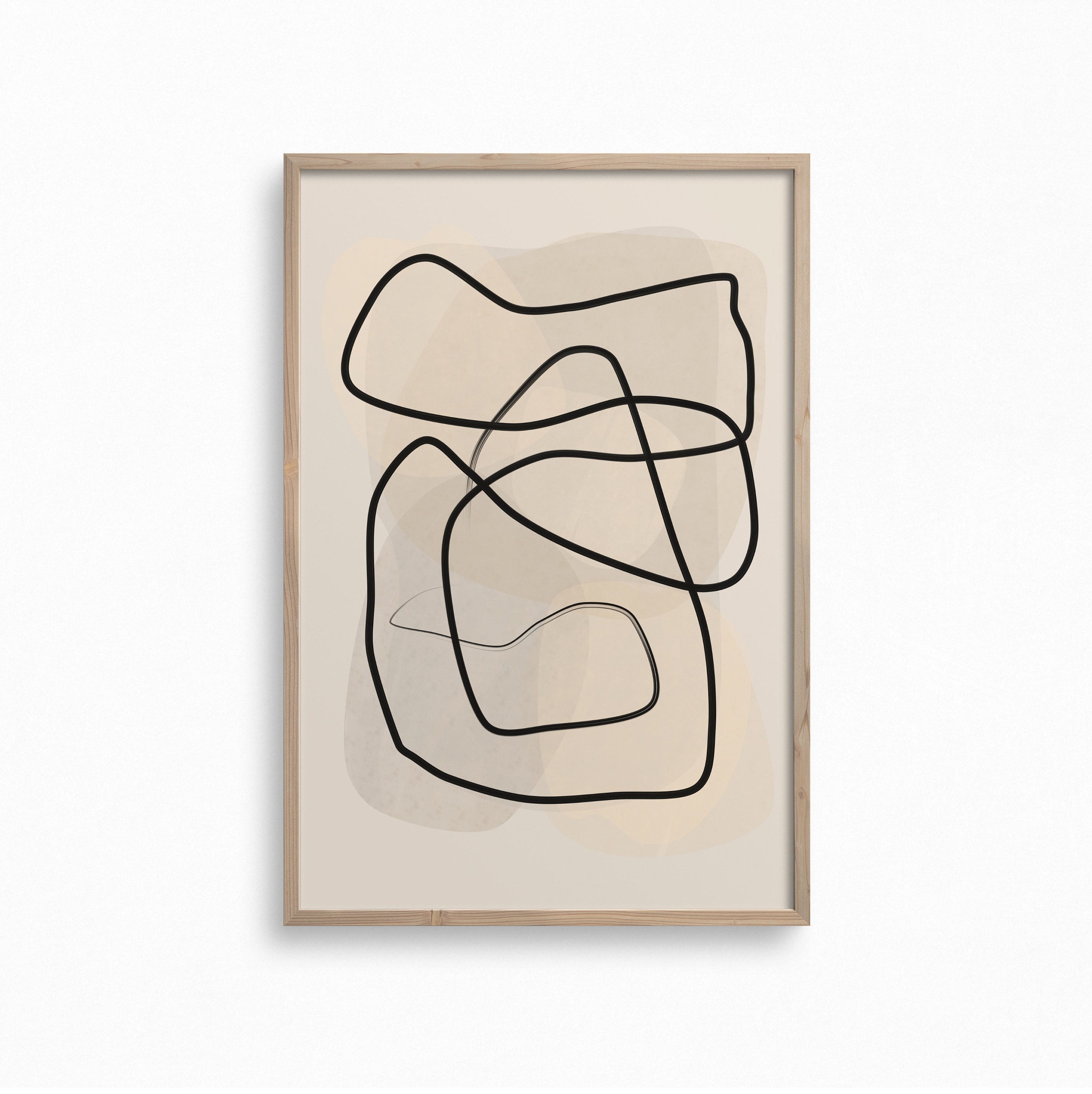 One Line DrawingNeutral Printable ArtAbstract Shapes | Etsy