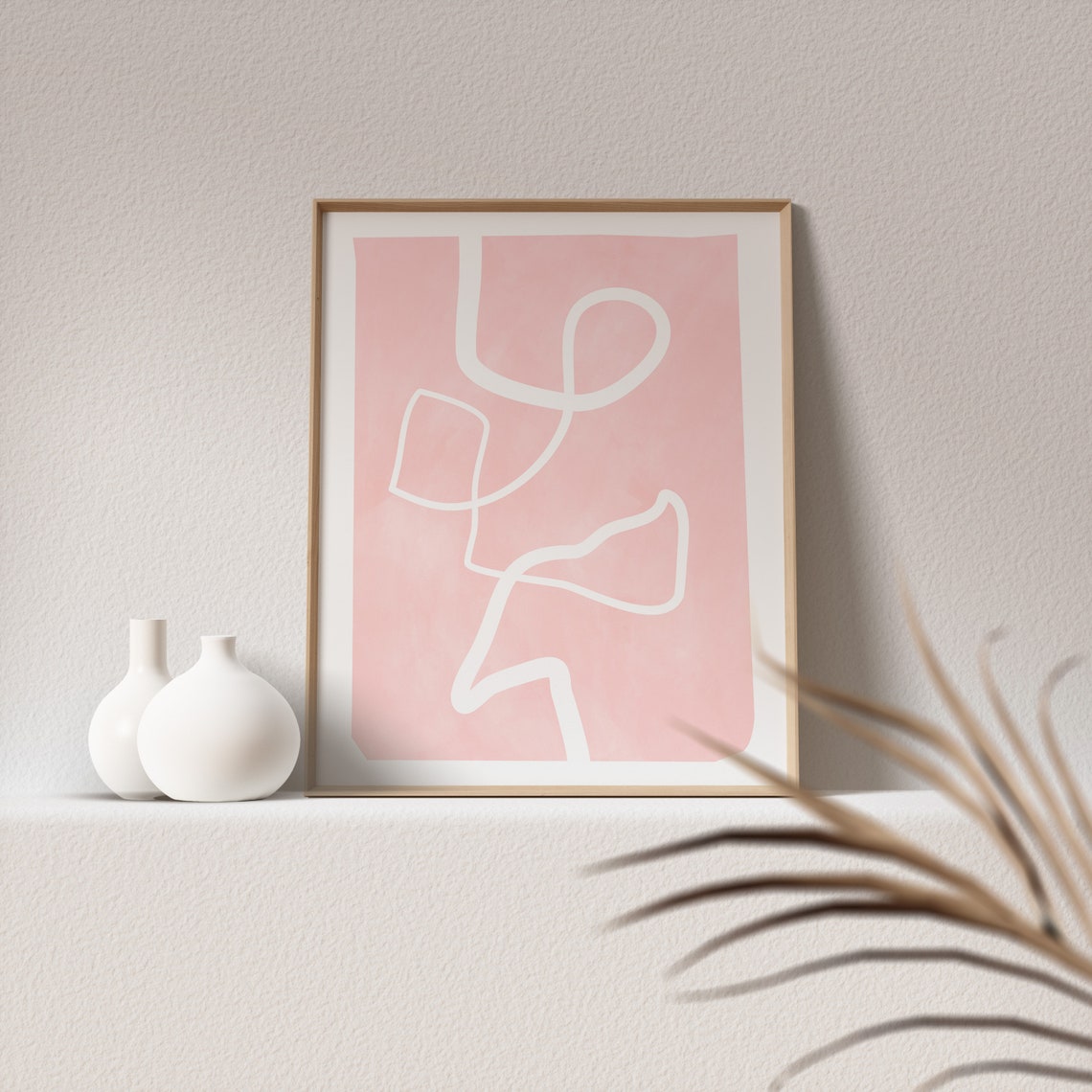 One Line Drawing,blush Pink Printable Art,abstract Continuous Line Art ...