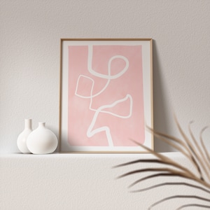 One Line Drawing,blush Pink Printable Art,abstract Continuous Line Art ...