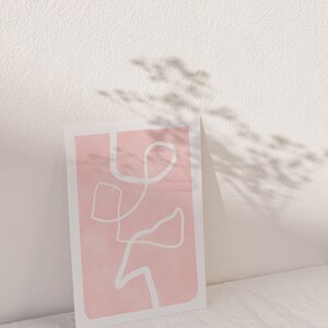 One Line Drawing,blush Pink Printable Art,abstract Continuous Line Art ...