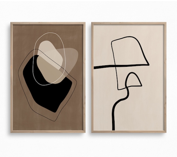 Set of 2 Abstract Printsminimal One Line Drawingdownloadable - Etsy