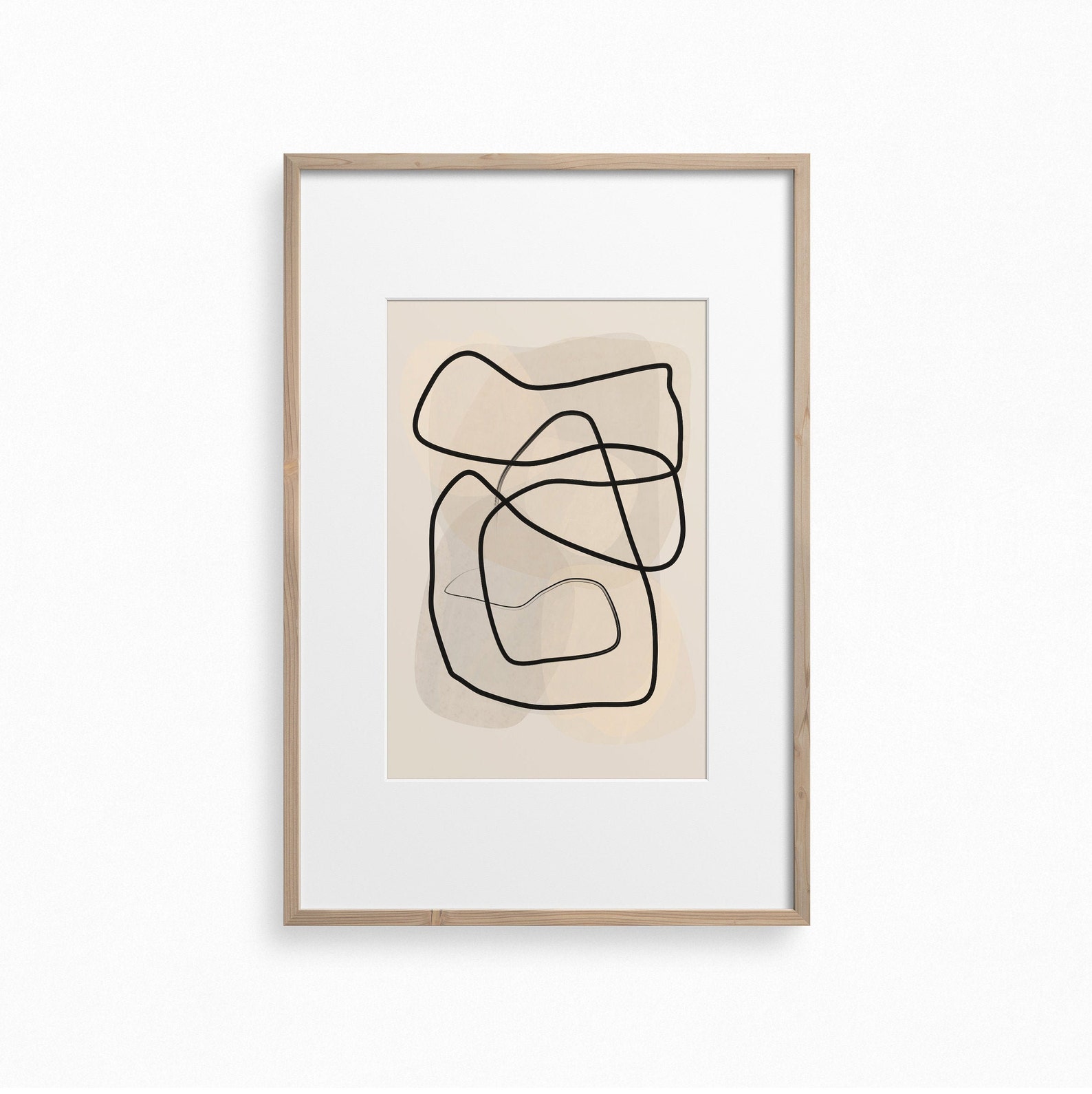 One Line Drawingneutral Printable Artabstract Shapes - Etsy