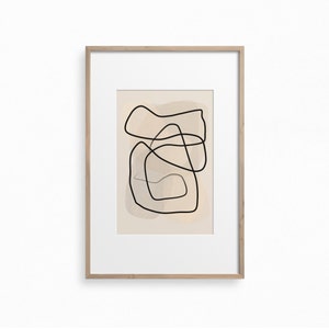 One Line Drawing,neutral Printable Art,abstract Shapes Print,minimalist ...