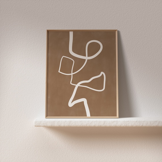 One Line Drawingneutral Scandinavian Printable Artabstract | Etsy