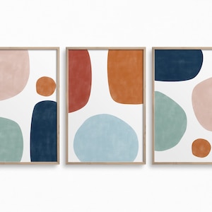 Downloadable Set of 3 Boho Wall Prints,minimalist Gallery Wall,blue ...