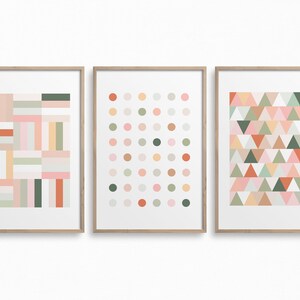 Downloadable Set of 3 Boho Wall Prints,abstract Printable Art,geometric ...