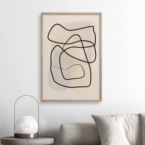 One Line Drawing,neutral Printable Art,abstract Shapes Print,minimalist ...
