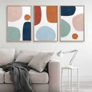 Downloadable Set of 3 Boho Wall Prints,minimalist Gallery Wall,blue ...