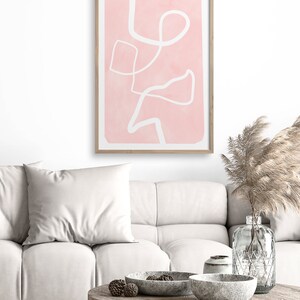One Line Drawing,blush Pink Printable Art,abstract Continuous Line Art ...