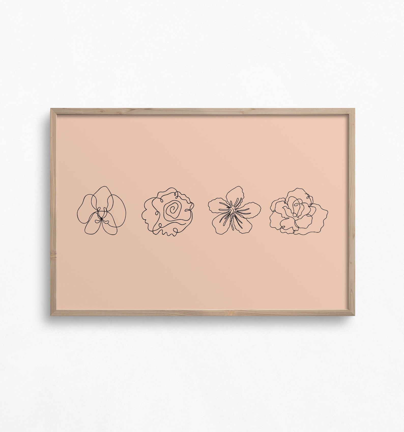 One Line Flower Print,downloadable Minimalist Printable Art,horizontal ...