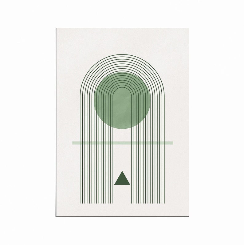 Mid Century Line Rainbow Print,minimalist Downloadable Art,sage Green ...