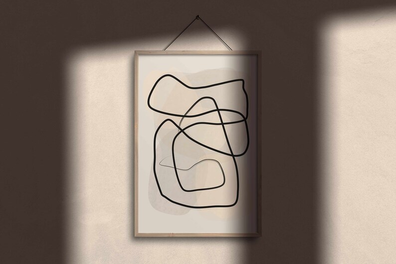 One Line DrawingNeutral Printable ArtAbstract Shapes | Etsy
