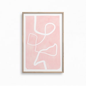 One Line Drawing,blush Pink Printable Art,abstract Continuous Line Art ...