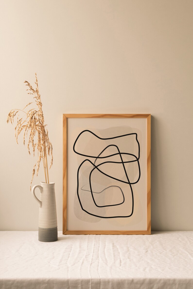 One Line Drawingneutral Printable Artabstract Shapes - Etsy