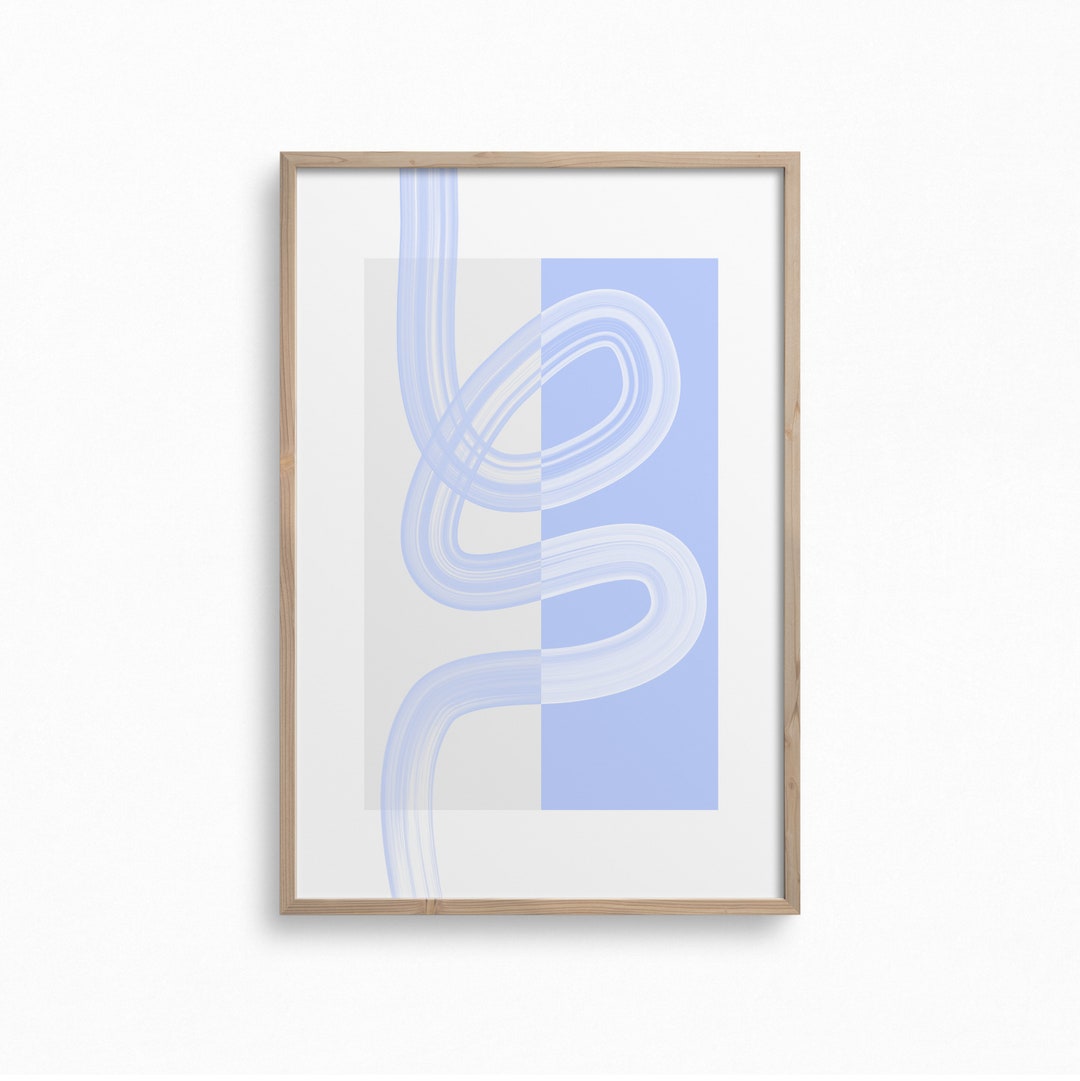 Pastel One Line Drawing,downloadable Nordic Wall Art,blue Printable Art ...