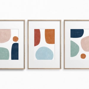 Downloadable Set of 3 Boho Wall Prints,minimalist Gallery Wall,blue ...