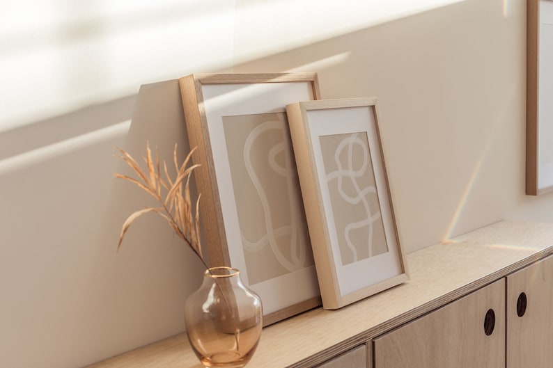 Downloadable One Line Drawing,set of 2 Prints, Beige White Wall Art ...