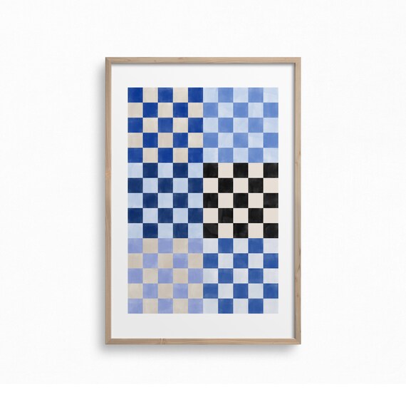 Checkered Printdownloadable Retro Wall Artcheckerboard Art - Etsy